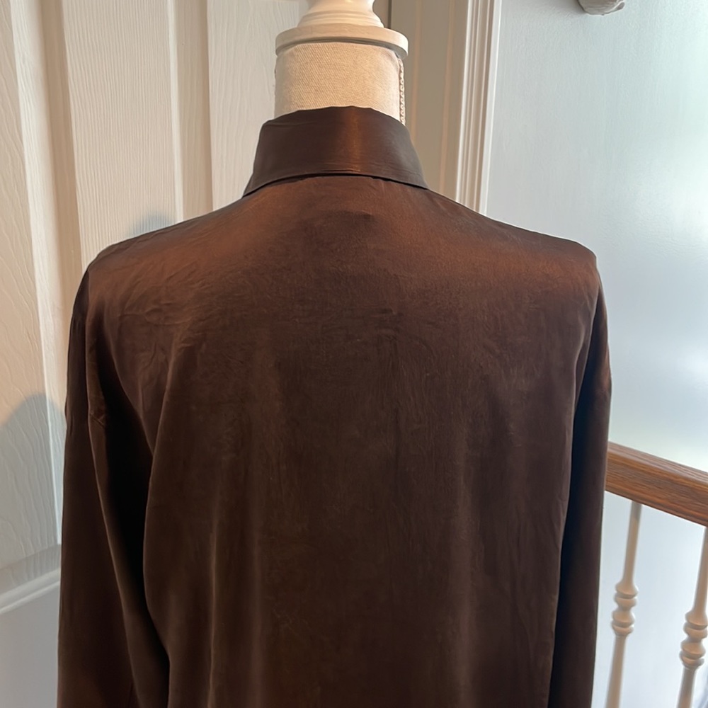Mondi Espresso Silk Shirt W/ Sequin Embellishments On… - Gem